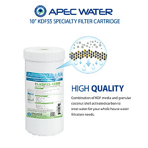 APEC Water US Made Whole House Heavy Metals Removal KDF55 / GAC Carbon Filter 4.5" x 10" (FI-KDF55-10BB)