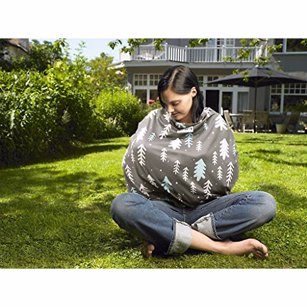 Baby-Car-Seat-Covers-ACRABROS Multifunctional Infant Car Seat Canopy,Nursing Cover Breastfeeding Scarf Soft Breathable Stretchy 360 Coverage,for Boys Girls,Gray