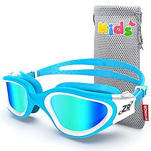 ZIONOR Kids Swim Goggles, G1MINI Polarized Swimming Goggles Comfort for Age 6-14, UV Protection Anti-Fog Adjustable Strap Fit for Child Boys Girls (Gold Lens)