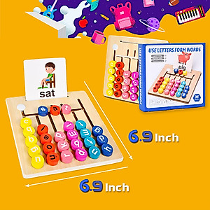 GIMCALO Sight Word Games, Montessori Letter Puzzle Building Blocks CVC Flash Cards Kindergarten Homeschool, ABC Learning Education Toddlers Wooden Toys, Birthday Easter Xmas Gifts for Kids Ages 3-7