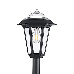 Kemeco Solar Lamp Post Light ST6261SS4 LED 2 Modes Exterior Solar Street Light for Outdoor Garden Landscape Decor Pathway Patio Lawn Yard (Lamp with Post)