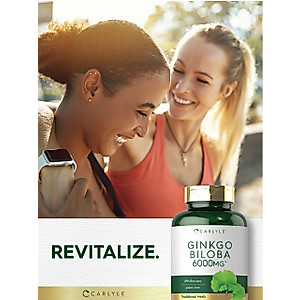 Carlyle Ginkgo Biloba Pills | 6000mg | 200 Capsules | Maximum Strength | Non-GMO, Gluten Free Supplement