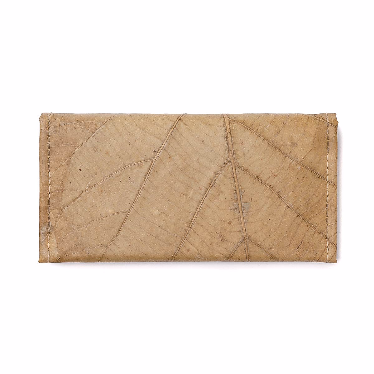 Tree Tribe Leaf Leather Envelope Clutch Wallet - Handmade Womens Purse, Pockets, Zip Pouch - Beige/Natural Color