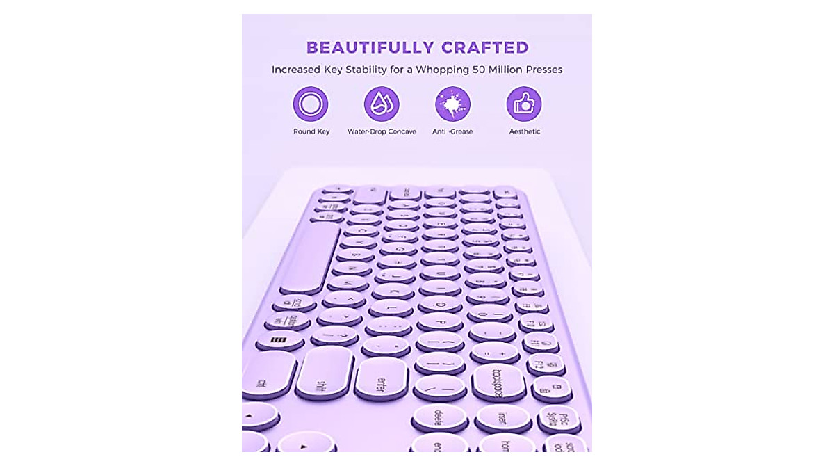 PEIOUS Purple Wireless Keyboard & Mouse | Mac/PC & Type-C