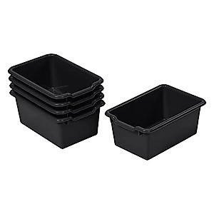ECR4Kids Scoop Front Storage Bin, Multipurpose Organization, Black, 5-Piece