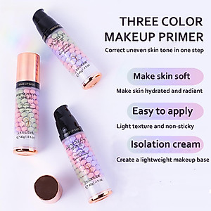 Miaritick Radiant Skin Set: 3 Colors Makeup Primer & Sunscreen Set- Moisturizing and Oil Control, Invisible Pore, Even Skin Colour, Make Foundation Fit Better and Create Stunning Makeup