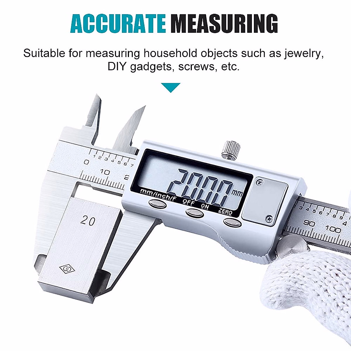 Digital Caliper 6 Inch Stainless Steel Vernier Caliper Digital Electronic Micrometer Caliper Measuring Tool Waterproof Inch/Metric/Fractions Conversion Large LCD Display Auto-Off