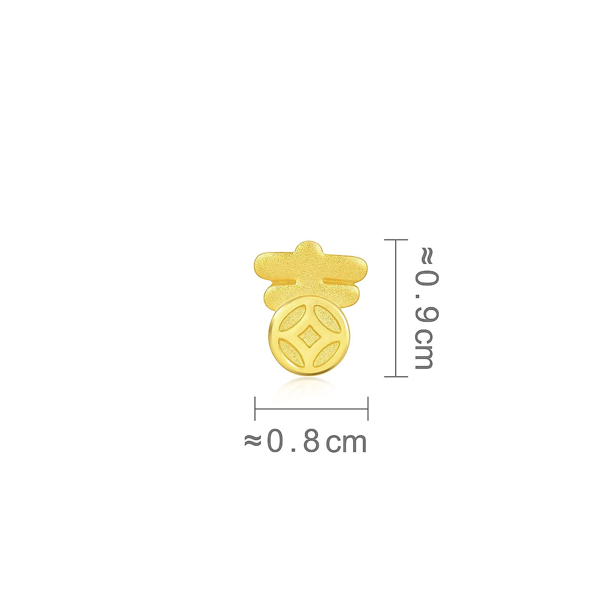 CHOW SANG SANG Chinese Gifting Collection 999 24K Solid Gold Ancient Coin with Chinese Character (吉)"Super Luck" Stud Earring for Women 93121E (Sold Single Not Pair)