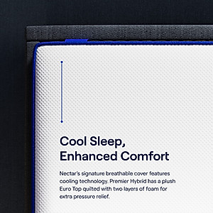 Nectar Hybrid Twin XL Mattress 12 Inch - Medium Firm Gel Memory Foam - Steel Springs - Cooling Technology - 365-Night Trial - Forever Warranty White