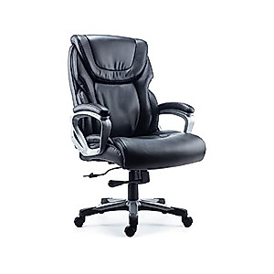 STAPLES Denaly Ergonomic Leather Managers Big & Tall Chair, 400 Lb. Capacity, Black, 2/Pack (51468Vs)