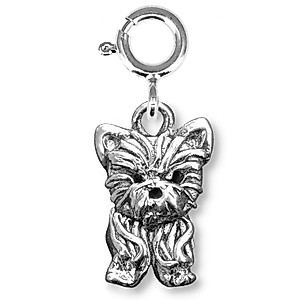 The Magic Zoo Sterling Silver Yorkie Puppy Charm for Charm Bracelet – Handcrafted in the USA – Yorkie Gifts for Women – Dog Charms for Bracelets