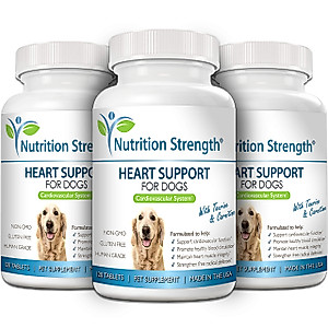 Nutrition Strength Heart Support for Dogs with Taurine & Carnitine, Promote Blood Circulation, Support Cardiovascular Function, Heart Muscle Integrity & Free Radical Defenses, 120 Chewable Tablets