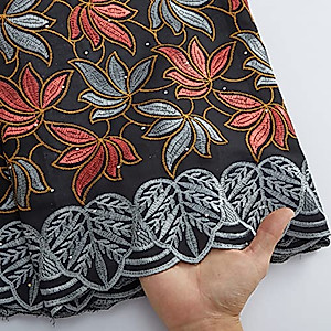 SJD LACE African Lace Fabric 5 Yards, Nigerian Embroidery Cotton Lace Fabric for Wedding Party Dress Sewing 28678