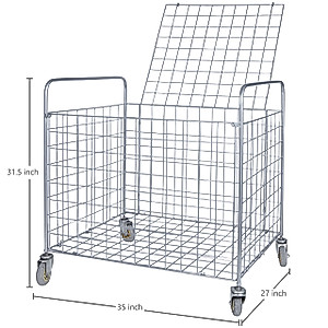 MyGift Professional Gym Chrome Silver Metal Multi Sports Ball Storage Cart with Jumbo Industrial Wheels, Commercial Grade Portable Equipment Locker Cage for Basketball, Football, Soccer, Volleyball