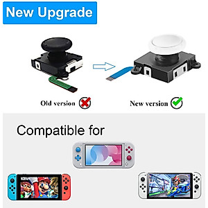 Joycon Joystick Replacement, Switch Joysticks Left/Right Analog Thumb Sticks for Nintendo Switch Joycon/Switch Lite/Switch OLED, Joycon Repair Kit with Thumbstick Caps & Drift Fix Tools