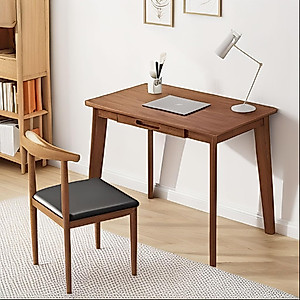 DELLMAO Writing Computer Desk Office Desk Computer Table Study Writing Desk with 2 Drawers for Home Office Modern Furniture