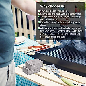 4 Pack Grill Cleaning Brick Block - Grill Stone/Griddle Cleaner Block - BBQ Grill Stones Cleaner - Remove Greases Stains Residues Dirt