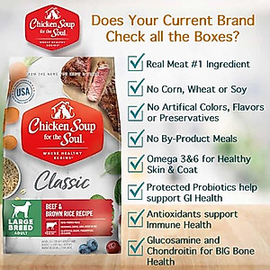 Chicken Soup for The Soul Classic Dry Large Breed Adult Dog Food, Beef & Brown Rice Recipe, 28 Pound Bag | Soy Free, Corn Free, Wheat Free, Made with Real Ingredients