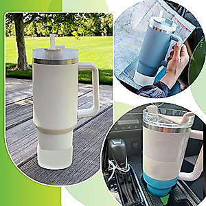 AIERSA 2Pcs Silicone Boot Sleeve for Stanley Quencher 40oz 30oz Tumbler with Handle, for IceFlow 20oz 30oz,Protective Water Bottle Cup Bottom Cover for Stanley Tumbler Accessories, Glow in the Dark