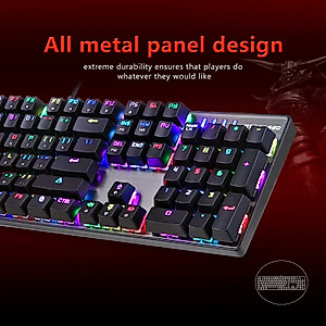 MOTOSPEED Wired RGB Gaming Mechanical Keyboard with Blue Red Switches,104-Key Aluminium Wired Keyboard,Compatible for Mac Windwows and Linux