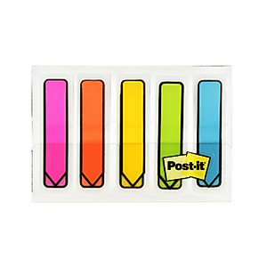 Post-it Arrow Flags, Assorted Bright Colors, .47 in. Wide, 100/On-the-Go Dispenser, 1 Dispenser/Pack, (684-ARR2)