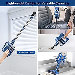 UMLo Cordless Vacuum Cleaner, 6-in-1 Lightweight Stick Vacuum with 2200 mAh Battery, Powerful Rechargeable Vacuum Cleaner, 40 Mins Max Runtime, Perfect for Hardwood Floor Carpet Pet Hair Home-N3S