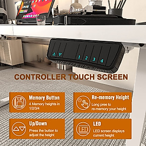 Monomi Height Adjustable Electric Standing Desk, 55 x 28 Inches Stand up Desk, Sit Stand Home Office Computer Desk(White Frame+Marble White Top)