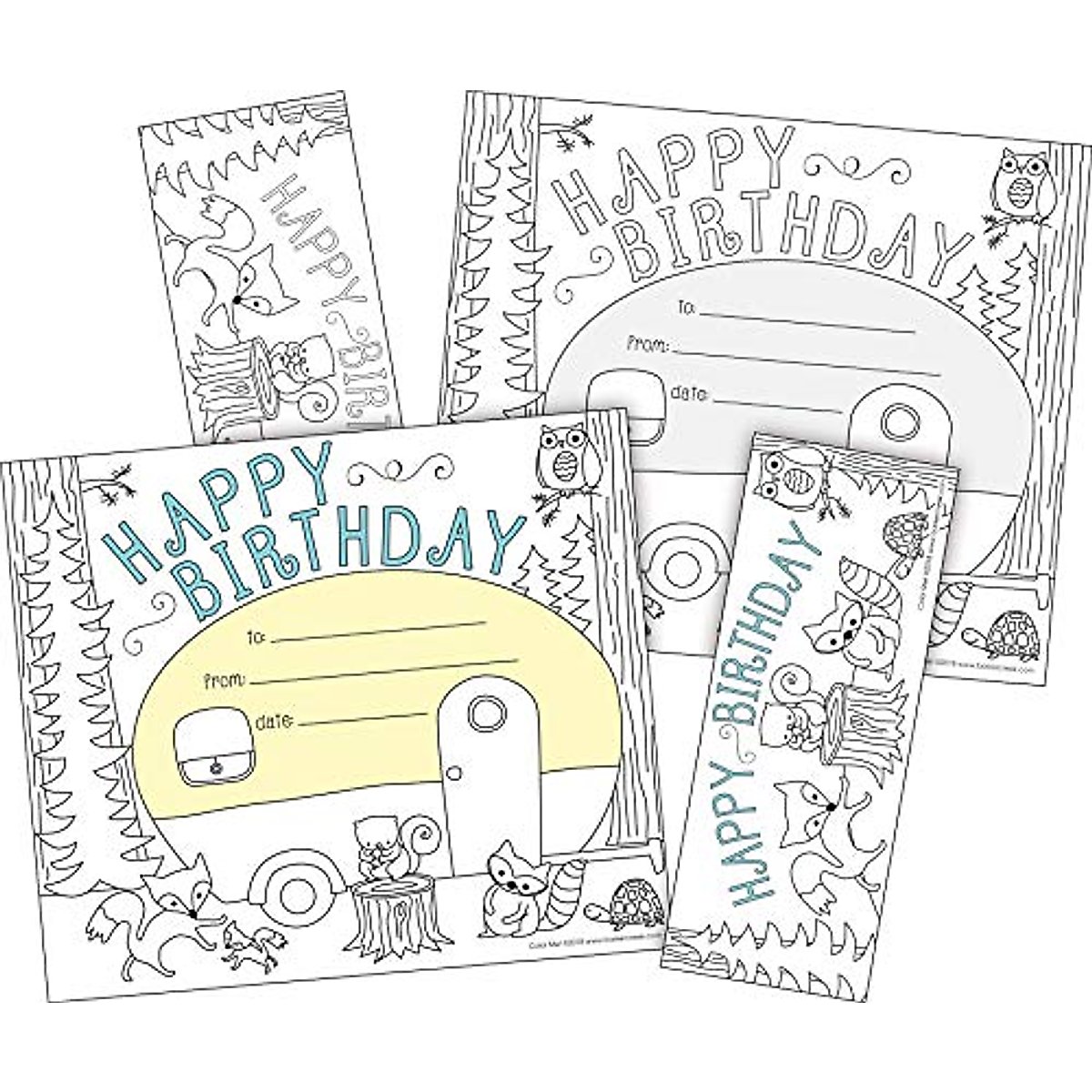 BARKER CREEK Recognition Awards and Bookmarks, Color Me Happy Birthday, 30 Double-Sided Awards and 30 Double-Sided Bookmarks, Awards are 6-3/8" x 5-1/2", Bookmarks are 2-1/8" x 5-1/2" (427)