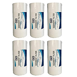 IPW Industries Inc. Whole House Sediment Water Filter - 20 Micron Sediment Filter - Full Flow Filter Compatible with Pelican and Other 10" x 4.5" Filtration Systems (6 Pack of Filters)