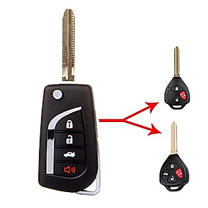 cciyu X 1 Flip Key Fob with Key Blade 4 buttons Replacement for 11 for Toyota Camry Series with FCC HYQ12BBY