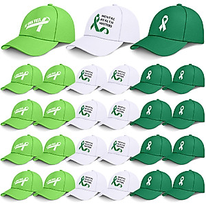 Croloose 24 Mental Health Awareness Baseball Cap Green Awareness Ribbon Trucker Hats for World Mental Health Day
