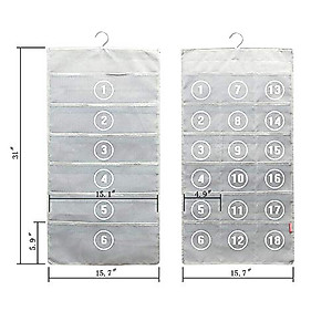 Hottong Hanging Storage Bags Mesh Pockets Dual Sided Closet Organizer with Metal Hanger for Bra Underwear Underpants Shoes Sock