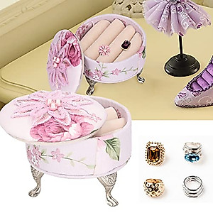 Agatige Baby Toys Jewelry Storage Box, Openable Cover Lace Flower Soft Cloth Kids Jewelry Box for Home Decoration