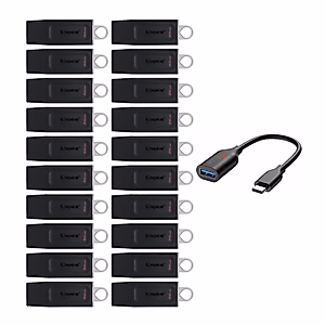 Kingston 32GB DataTraveler Exodia Flash Drive (20-Pack) Bundle with USB-C Adapter (21 Items)