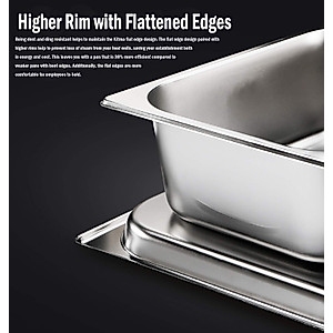 4" Deep Steam Table Pan Full Size, Kitma 14 Quart Stainless Steel Anti-Jam Standard Weight Hotel GN Food Pans - NSF (20.87"L x 12.8"W) - 6 Pack