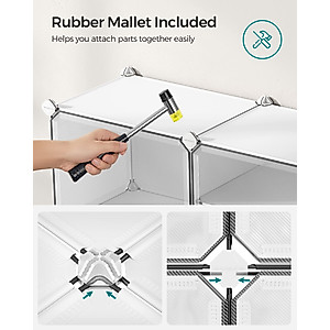 SONGMICS Shoe Rack, 8 Cubes Shoe Organizer with Doors, 32 Pair Plastic Shoe Storage Cabinet, for Bedroom, Entryway, Steel Frame, Plastic Panel, White ULPC034W01