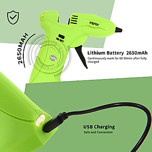 FEITA Cordless USB Rechargeable 2650mAh Mini Wireless Hot Melt Glue Gun Kit - With 30pcs Glue Sticks for Crafts, Arts, Home DIY Repairs