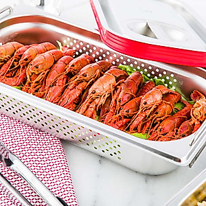 Restaurantware One Third (1/3rd) Perforated Steam Table Pan - 2.5" Deep - Collapsible Handles - Anti Jam - Commercial Grade Stainless Steel - 1ct Box - Met Lux