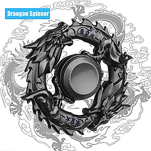 3 Pieces Dragon Fidget Spinner, Cool Metal Hand Finger Spinners, Fingertip Spinners Toy Metal for Anxiety Stress Relief Toy Party Favor Birthday Gifts for Kids Adults, Classroom Prizes(Black)