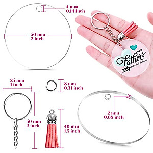 Acrylic Keychain Blanks, Audab 120pcs Clear Keychains for Vinyl Kit Including 30pcs Acrylic Blanks, 30pcs Keychain Tassels, 30pcs Key Chain Rings and 30pcs Jump Rings for DIY Keychain Vinyl Crafting