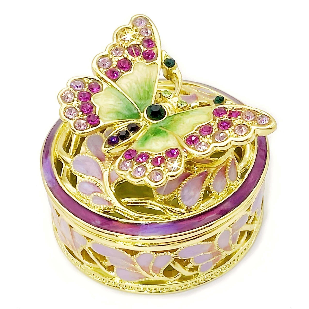 JWT Astyle Elegant Butterfly Jewelry Trinket Boxes.Enameled Decorative Keepsake Ring Box Holder Necklace Earrings Organizer Home Decor.Butterfly Gifts for Women
