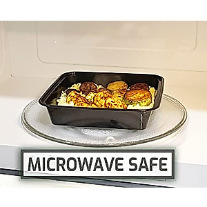 Sunrise Pak [100 Sets] 48oz Square Meal Prep Containers, Black Plastic Containers, To Go Container, Bento Box, Lunch Box, Food Storage Container, BPA Free, Reusable (SR8148B)