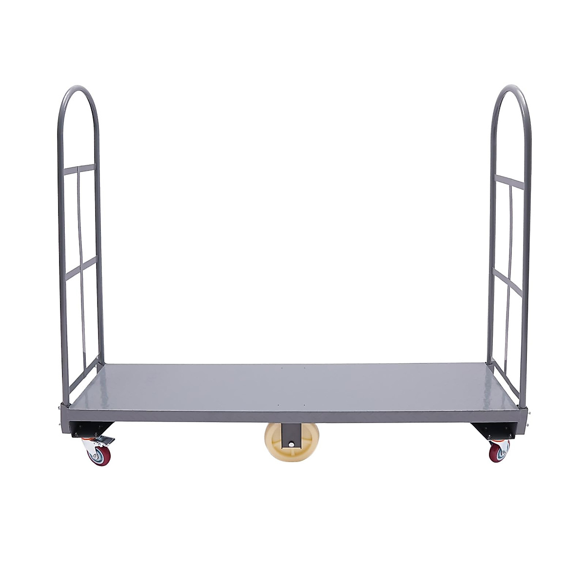 Platform Hand Truck, 64.6L x 51.2H Narrow Aisle Heavy Duty Steel Dolly U-Boat Cart w/6 Wheels,Industrial Transportation Mobile Equipment Trolleys, 2000lbs Capacity with Dual Removable Handles