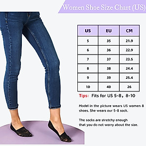 Flammi Women's Lace No Show Liner Socks Non Slip Cotton Bottom 6 Pairs (2Beige,Black,Grey)