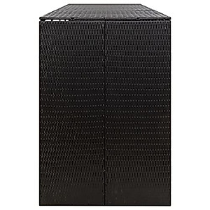 INLIFE Quardruple Wheelie Bin Shed,Poly Rattan Garbage Can Shed Outdoor Garbage Can Enclosure for Garden,Patio,Backyard Outdoor Trash Can Garbage Can Shed Black 107.9"x31.5"x46.1"