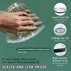 YRCKUDZKG 20 Oz Stainless Steel Tumbler, Double-layer 304 Vacuum Insulated Cup | Leak-Proof Lid Reusable Insulated Mug with Straw, Keeps Hot and Cold for Home, Office, Travel and Car (Bible Tree)