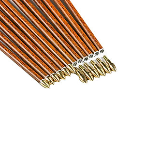 Linkboy Archery Carbon Arrows Hunting Target Arrows Wood Skin with Removable Tip for Compound Recurve Long Bows, Spine 300 400 450 500 600, Pack of 6/12PCS (SP300 32" 12PCS)