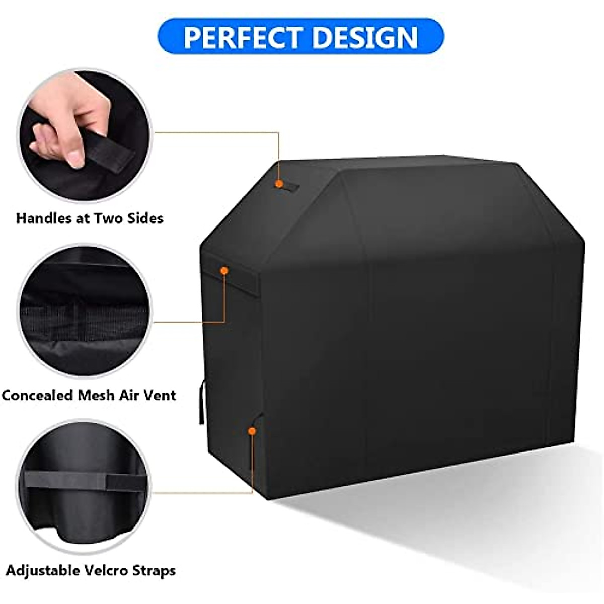 Grill Cover, BBQ Cover – NEXCOVER 58 Inch Heavy Duty Waterproof Barbecue Cover for Weber Genesis II, Genesis II LX 300 Series & Genesis 300 Series Gas Grills, Weather Resistant, Fade Resistant, Black