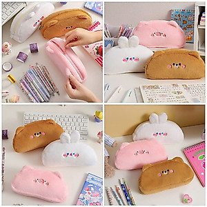 NUOBESTY Plush Pencil Case Anti-scratch Pen Case Plush Pencil Bag Zip Storage Bags Cute Makeup Bag Makeup Brush Bag Pen Storage Bag Convenient Pencil Bag Girl Decorate Pink