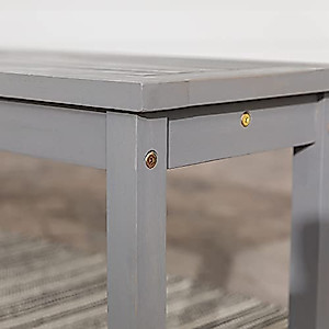 Walker Edison Rendezvous Modern Solid Acacia Wood Slatted Patio Bench, 53 Inch, Grey Wash